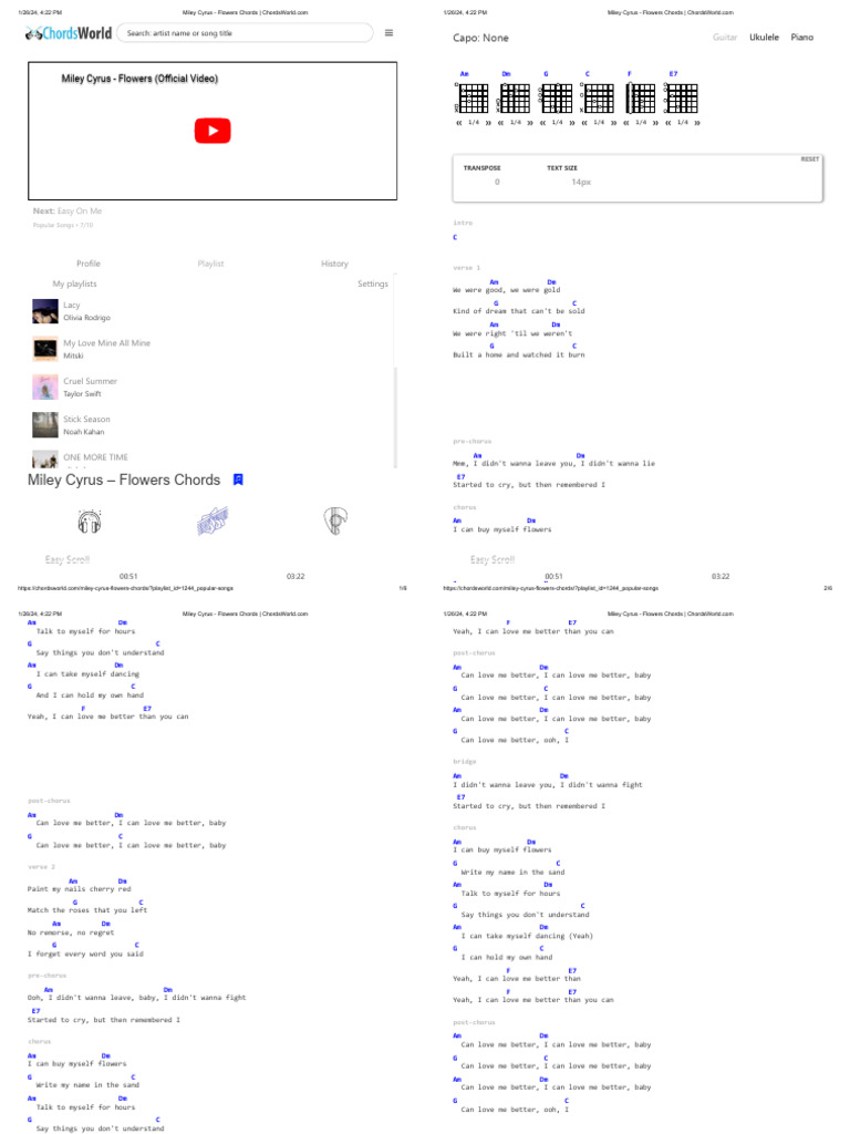 Miley Cyrus - Flowers Chords - Guidat | PDF | Song Structure | Songs