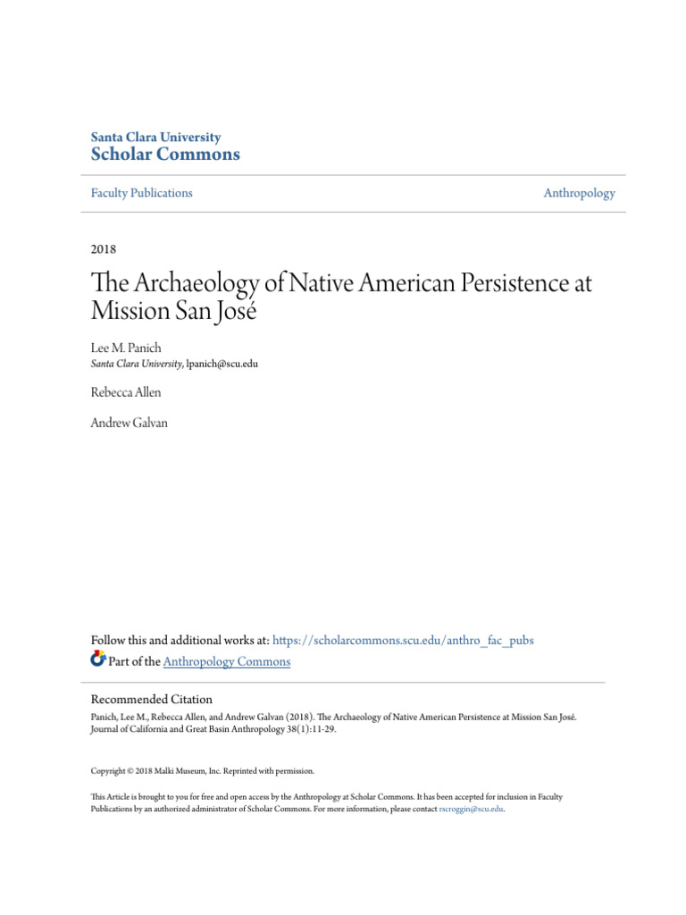The Archaeology of Native American Persistence at Mission San Jos | PDF ...