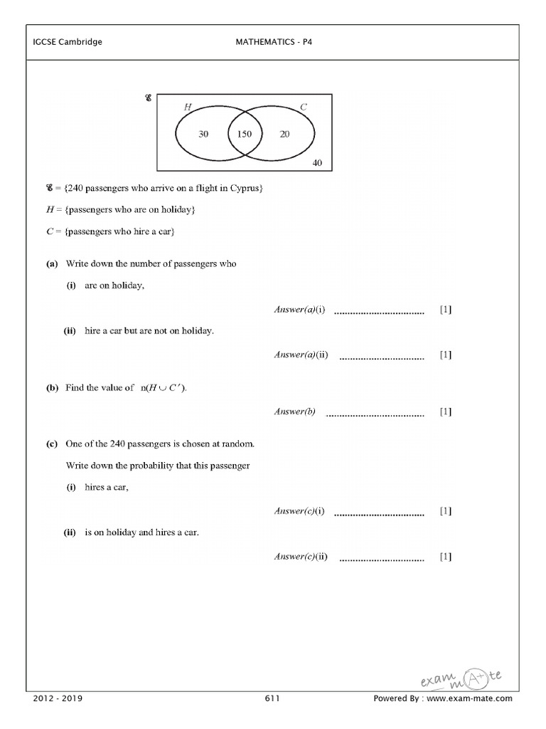IGCSE Sets and Probability Overview | PDF | Mathematics