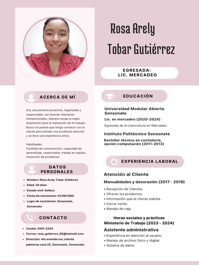 Rosa Arely Tobar - Desarrollador Jr. | PDF | Informática