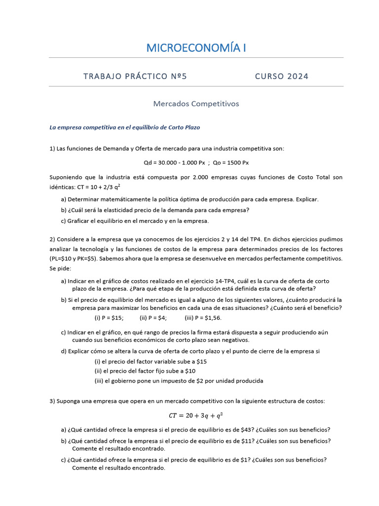 TP5 Micro 2024 | PDF | Mercado (economía) | Oferta (economía)