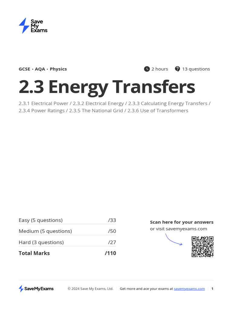 GCSE Physics: Energy Transfers & Power | PDF | Electric Power | Wind Power