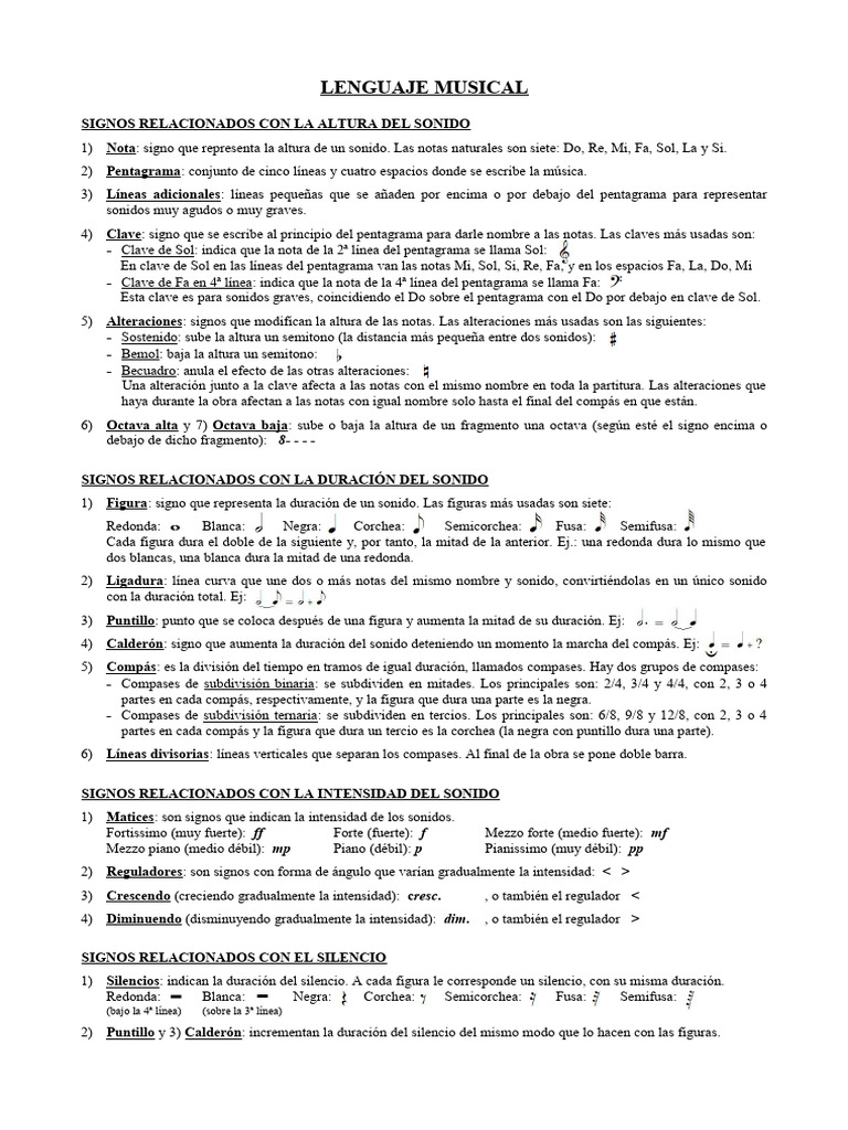 Lenguaje Musical | PDF | Clave | Composiciones Musicales