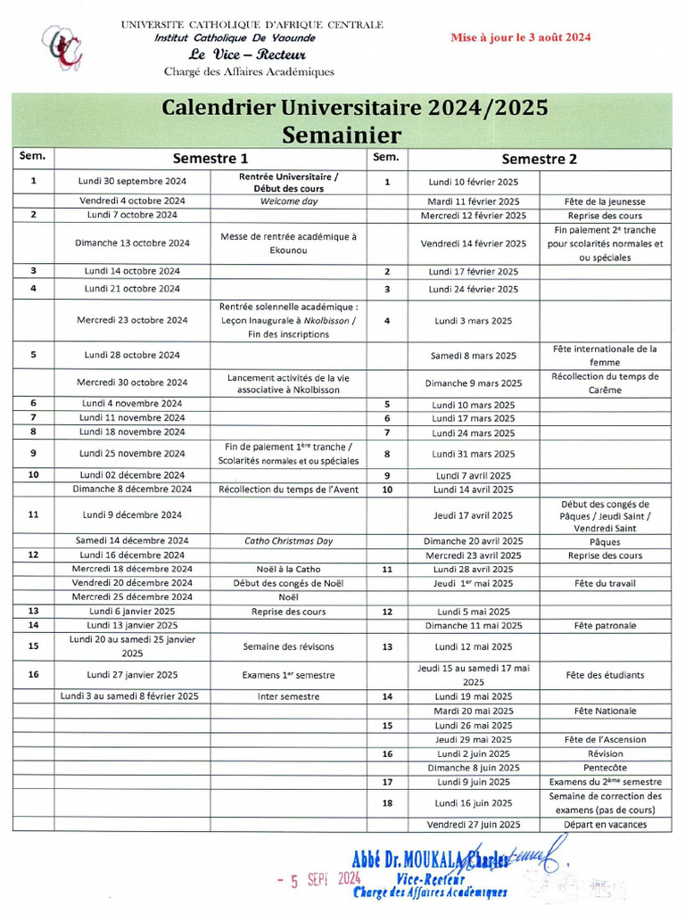 Calendrier Académique | PDF
