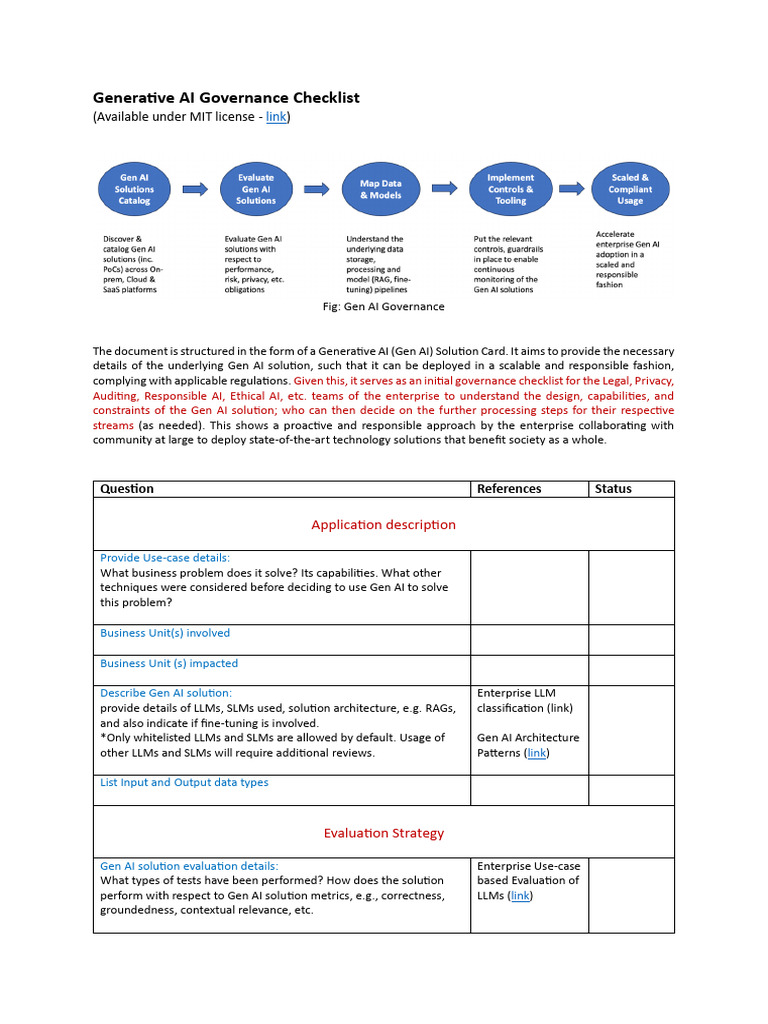 Gen AI Governance Checklist | PDF | Artificial Intelligence ...