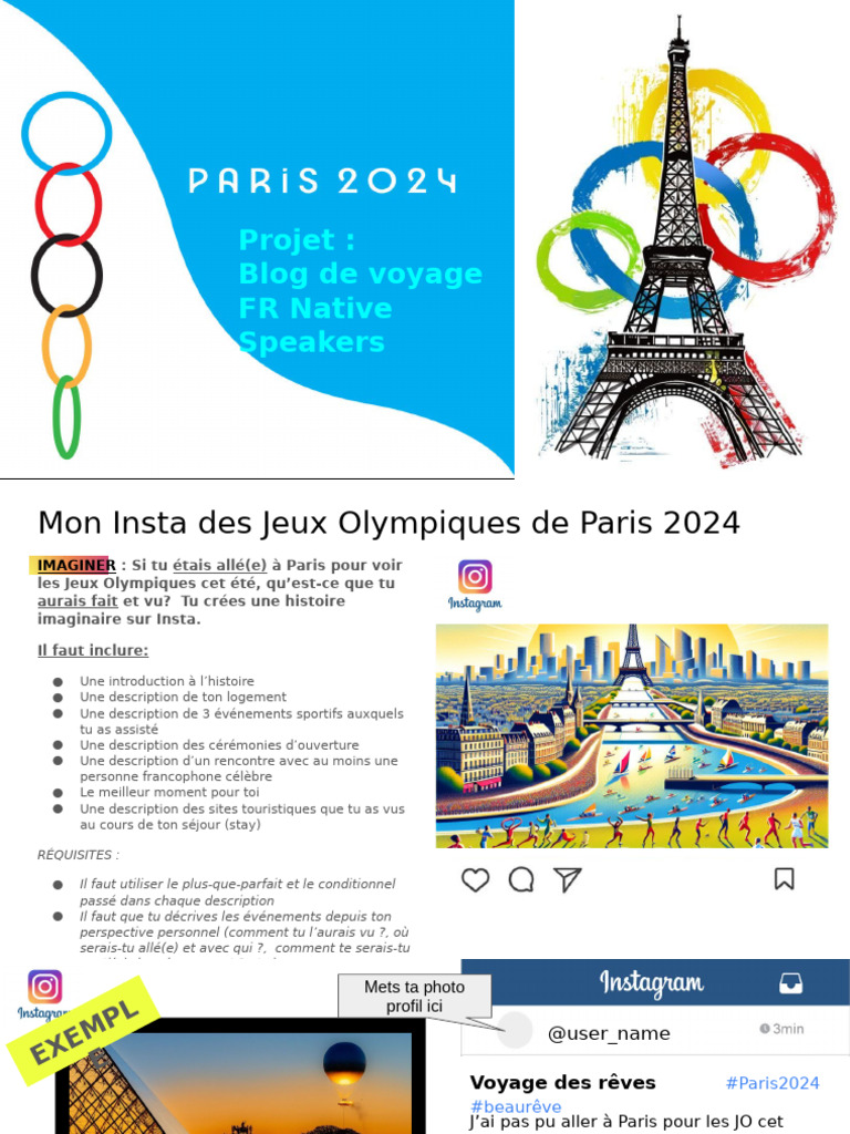 Mon Insta des Jeux Olympiques - Conditionnel passé + plus-que-parfait | PDF