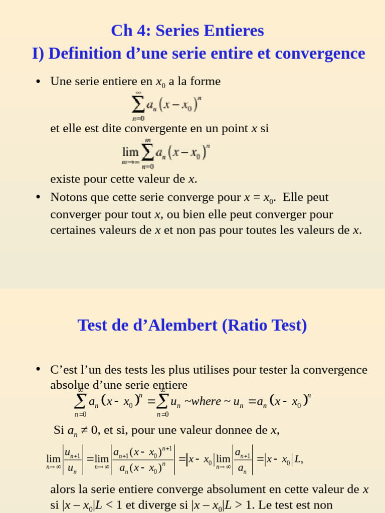 Convergence des Séries Entières | PDF | Série entière | Mathématiques