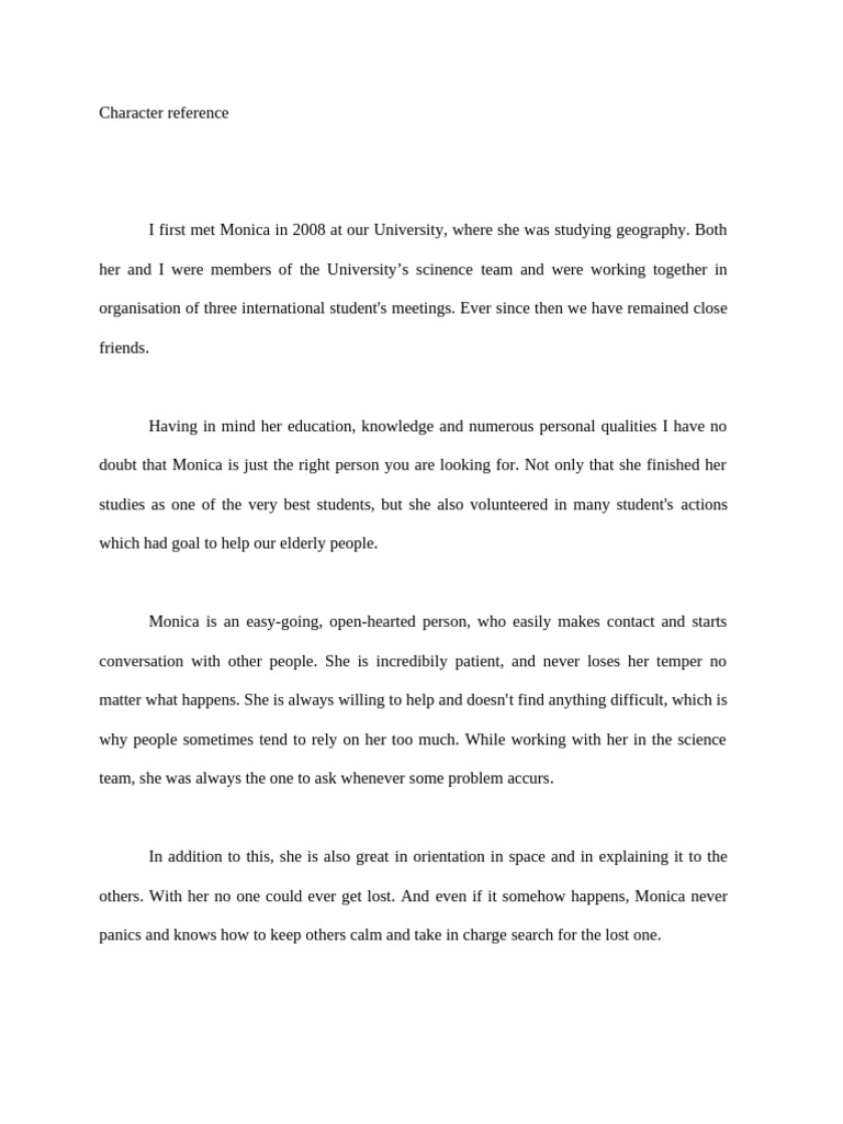 Character Reference | PDF