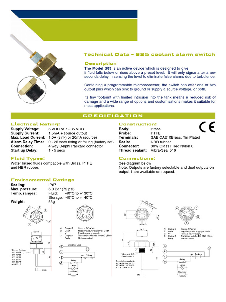 S85_COOLANT SENSOR DATA | PDF | Electrical Engineering | Manufactured Goods
