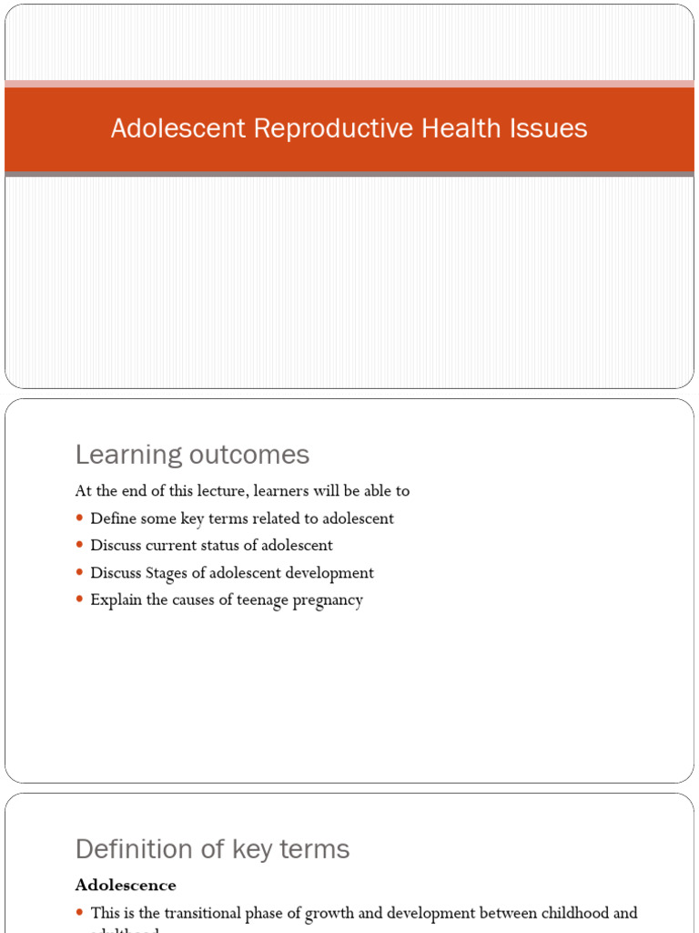 Adolescent Reproductive Health Overview | PDF | Teenage Pregnancy ...