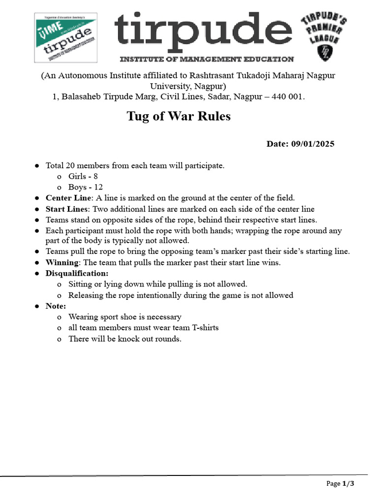 Outdoor Games DAY-2 Rules - Docx-1 | PDF