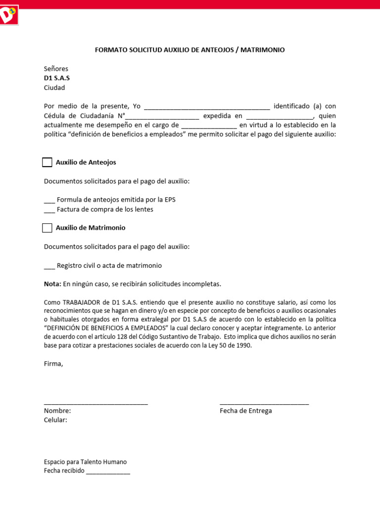 Formulario Solicitud | PDF
