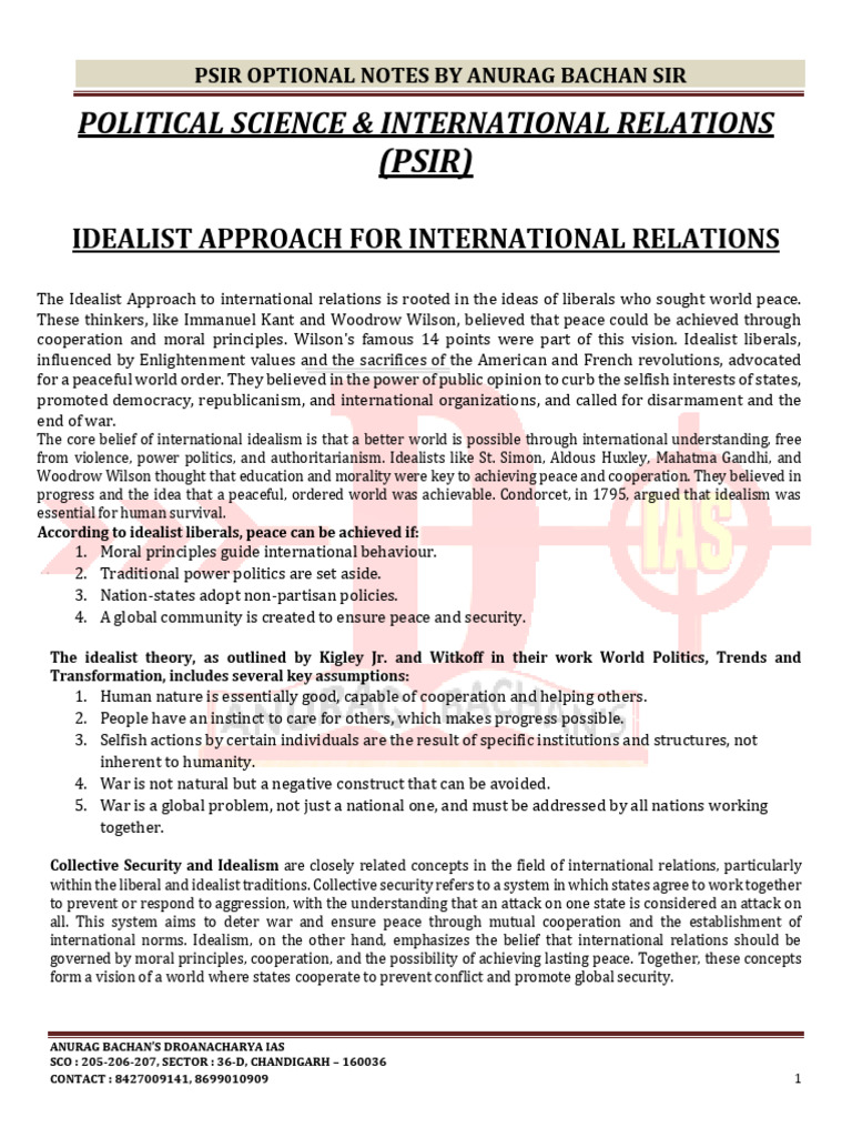 PSIR NOTES BY ANURAG BACHAN SIR | PDF | Responsibility To Protect | Peace