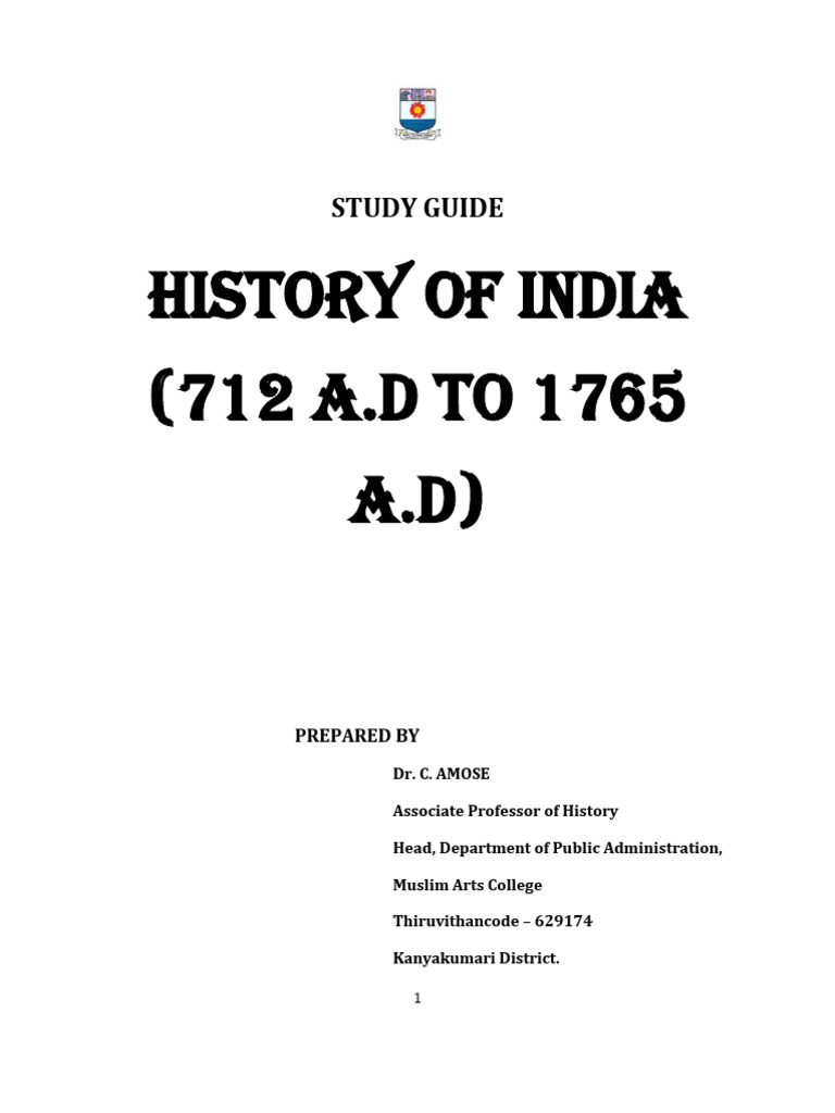 II Semester - DHIM22 - History of India 712 - 1765 A.D | PDF