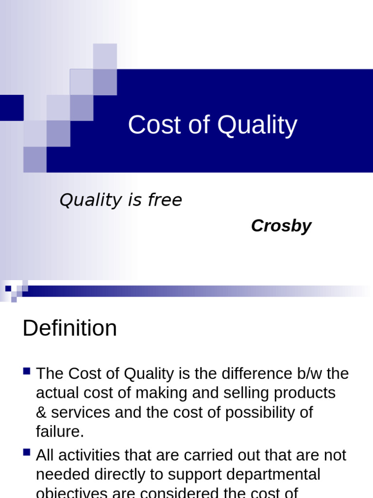 Lecture 7 Cost of Quality | PDF | Strategic Management | Cost