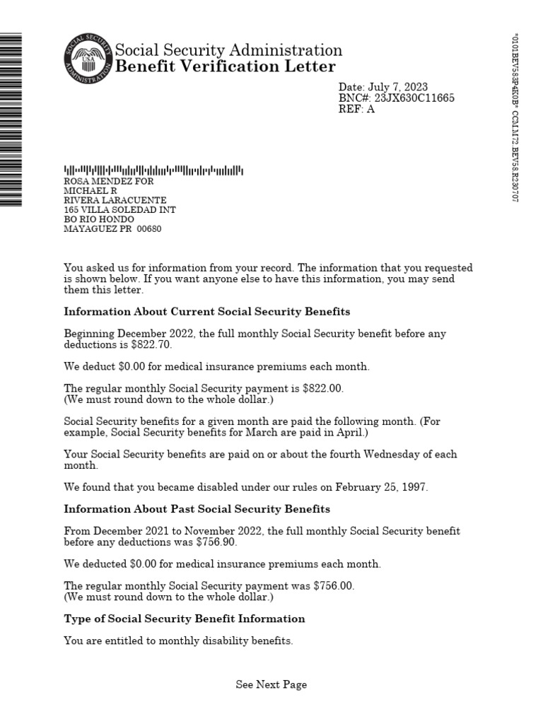 Benefit Verification Letter | PDF | Medicare (United States) | Health ...