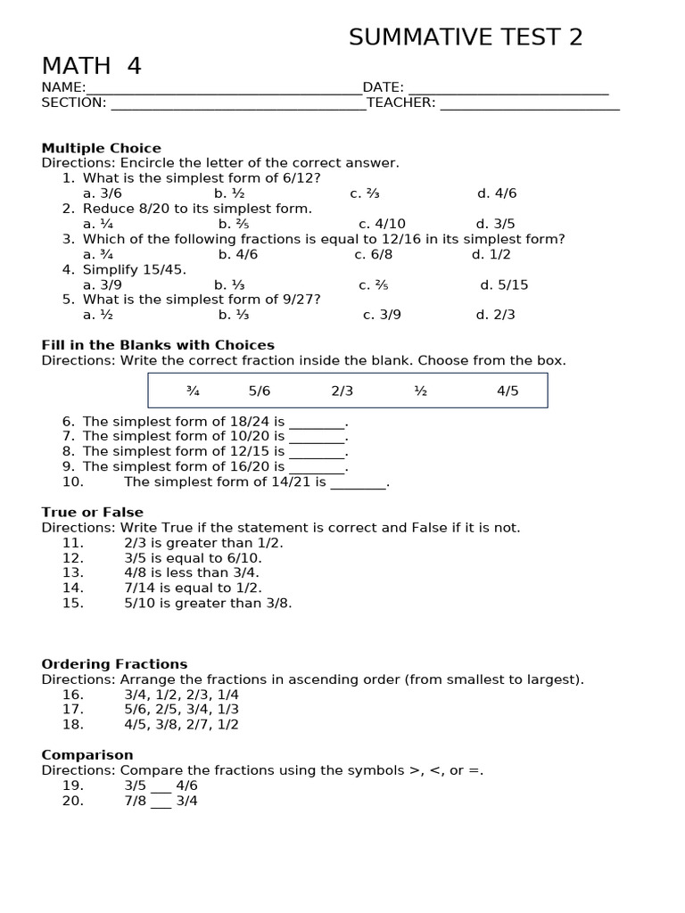 MATH 4 SUMMATIVE 02 | PDF | Cognition