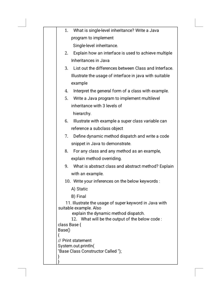 Important Questions | PDF | Inheritance (Object Oriented Programming ... Important Questions | PDF | Inheritance (Object Oriented Programming ...