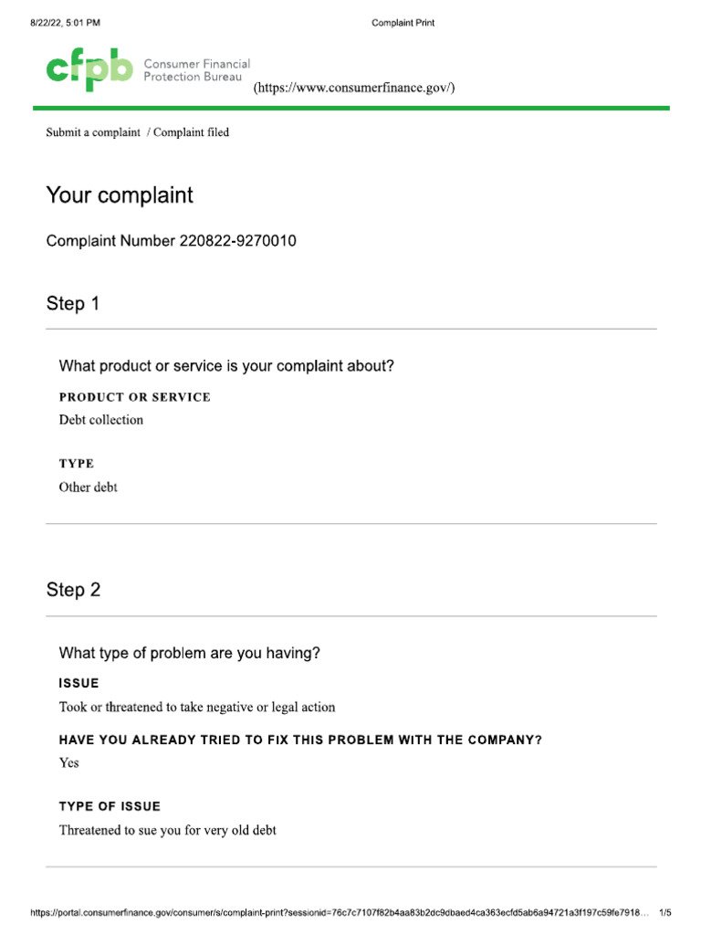 Complaint CFPB | PDF
