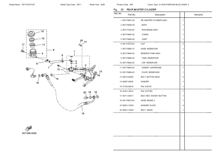 Yzf-R125 R125 Rear Master Cylinder | PDF | Vehicles | Motor Vehicle