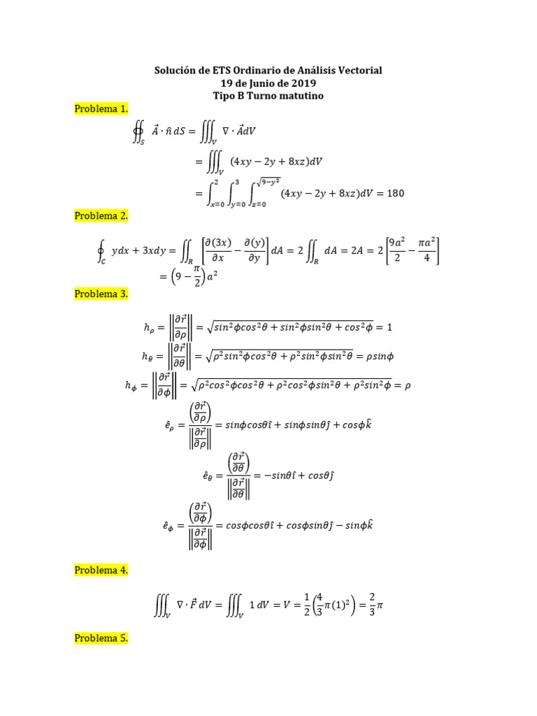 AV Solucion ETS Mat B Junio2019 | PDF | Línea (geometría) | Vector ...