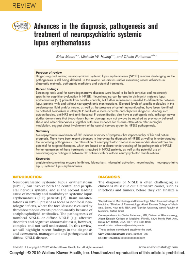 Avances en El Diagnóstico Pathogenesis y Tratamiento de Neuroles 2020 ...