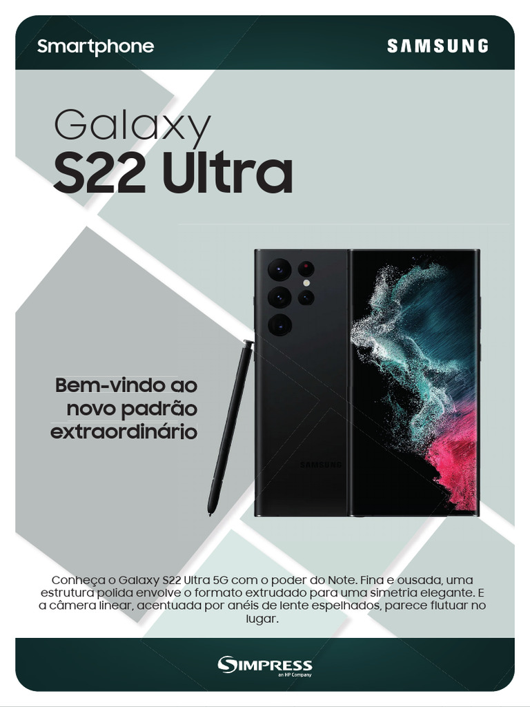 Galaxy S22 Ultra 5G: Especificações e Recursos | PDF | Telecomunicações ...
