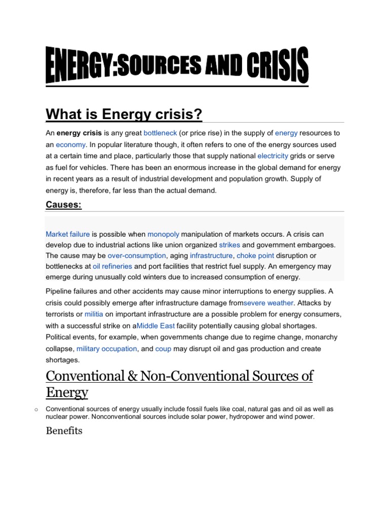 What Is Energy Crisis | PDF | Energy Crisis | Energy Development