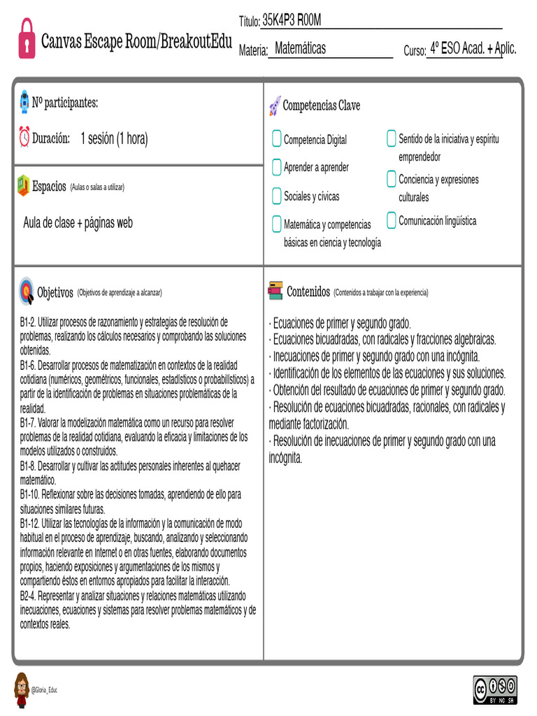 Escape Room Matemáticas: Ecuaciones y Retos | PDF | Ecuaciones ...