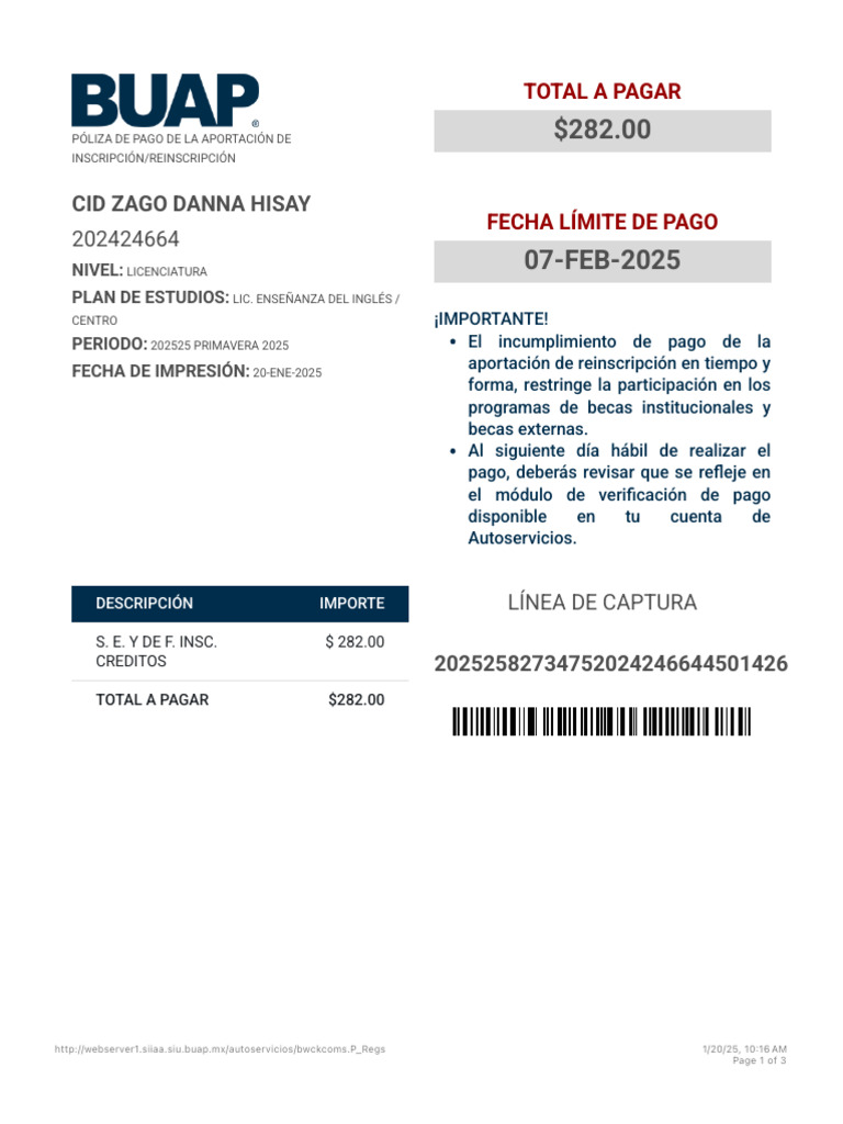 Autoservicios BUAP | PDF | Finanzas personales | Servicios financieros