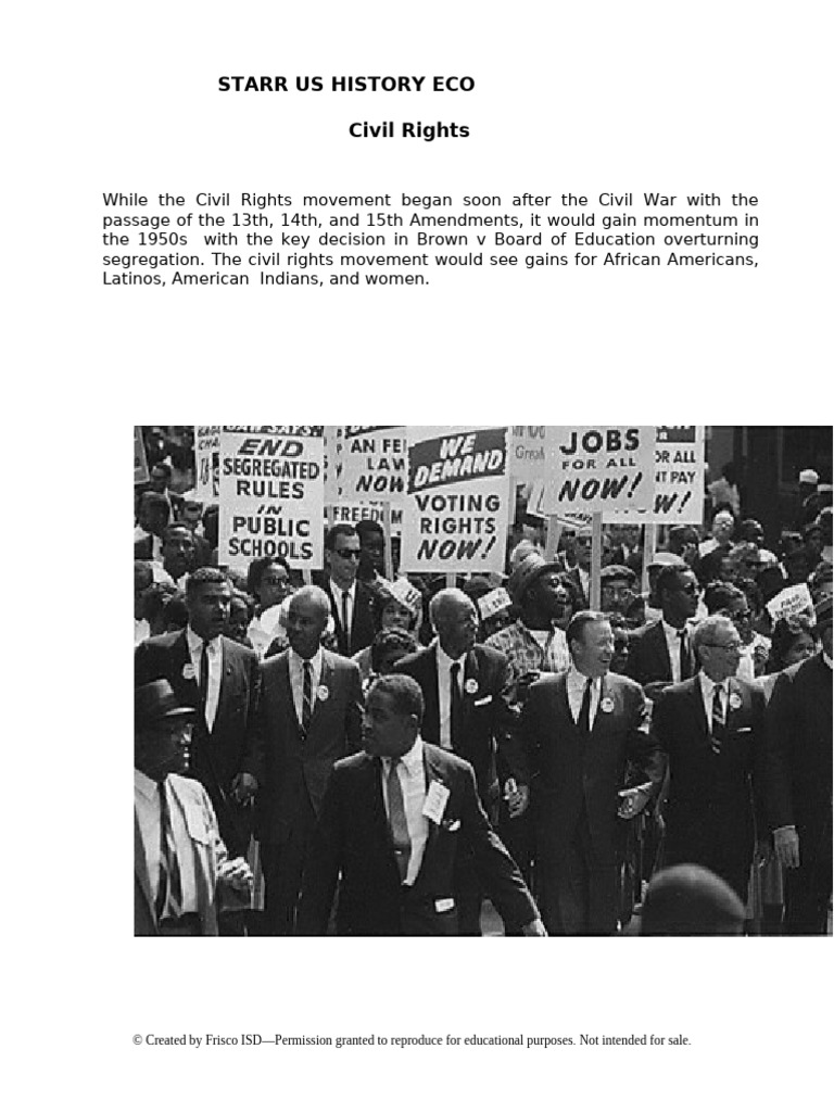 STAAR QUESTIONS Civil Rights Era.2.1.23.2025 | PDF | Brown V. Board Of ...