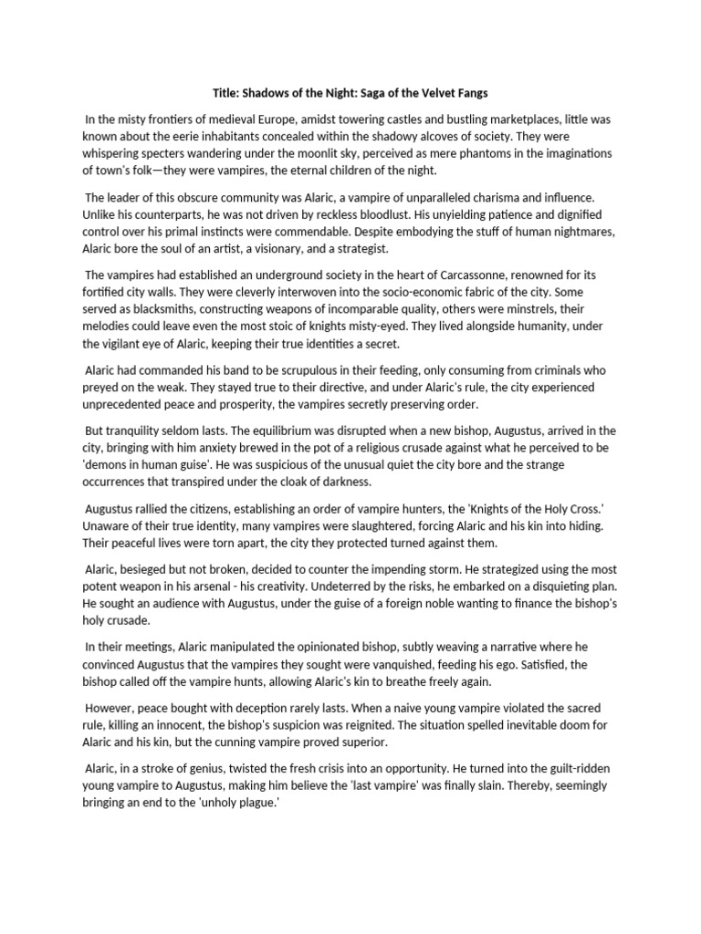 Title Shadows of The Night Saga of The Velvet Fangs | PDF