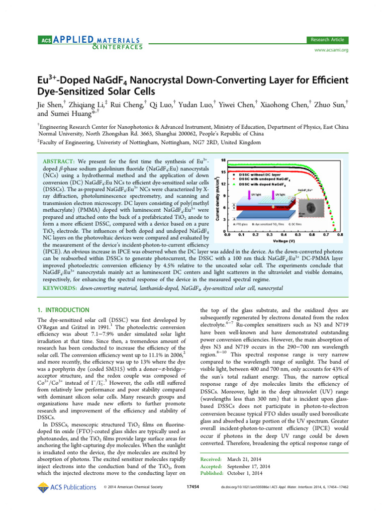 Artigo - Eu3+ Doped NaGdF4 | PDF | Ultraviolet | Solar Cell