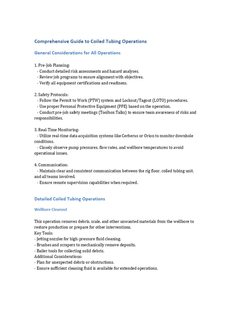 Comprehensive Guide to Coiled Tubing OperationsConsiderati-1 | PDF ...