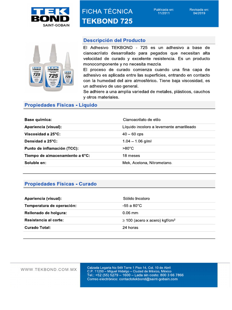 Tekbond 725 Tds | PDF