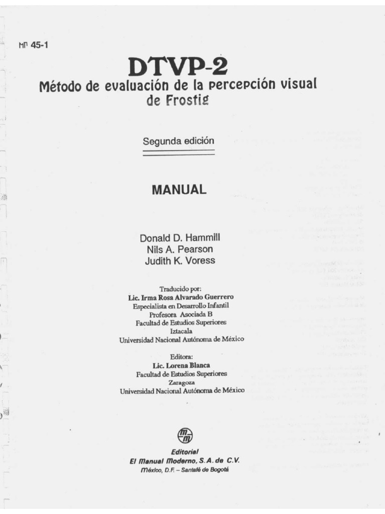 Manual-DTVP 2 Metodo de Evaluacion de La Percepcion Visual de Frostig. | PDF