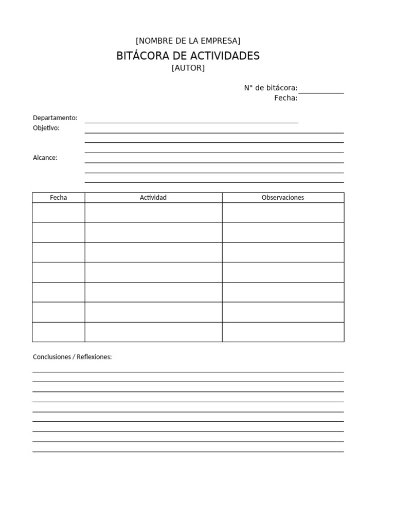 Formato Bitacora de Actividades | PDF