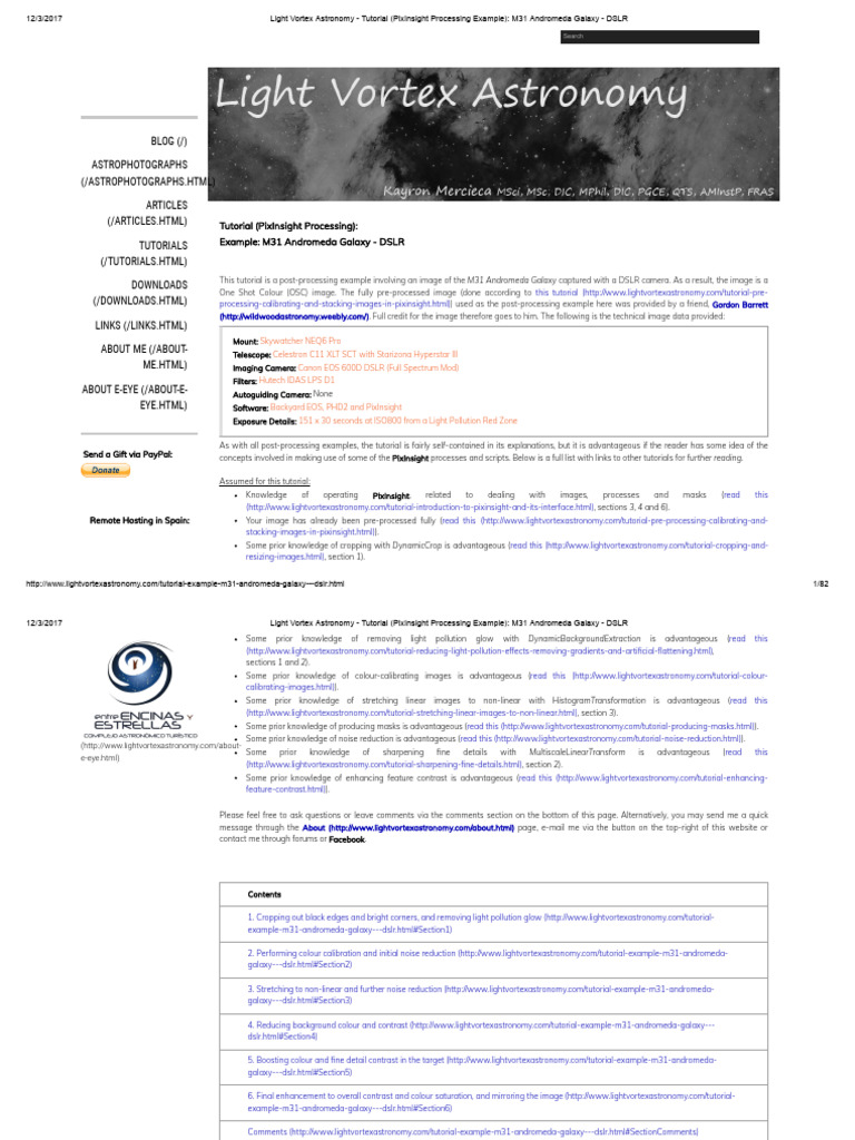 Light Vortex Astronomy - Tutorial (PixInsight Processing Example) - M31 Andromeda Galaxy - DSLR ...