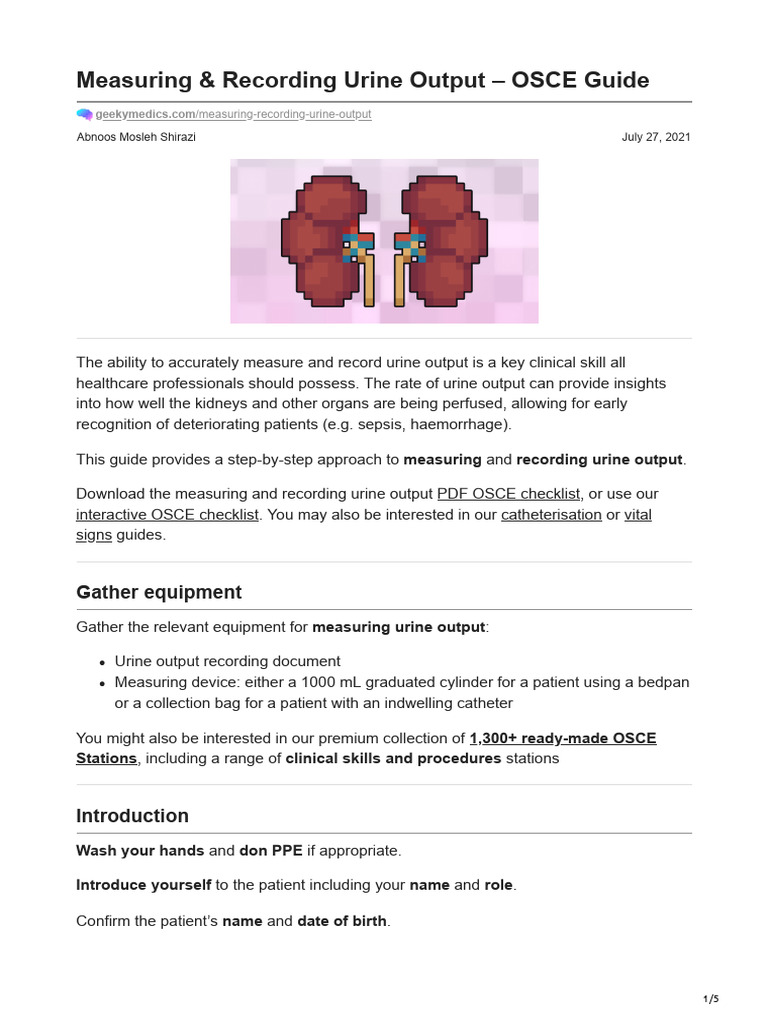 geekymedics.com-Measuring amp Recording Urine Output OSCE Guide | PDF | Urination | Volume