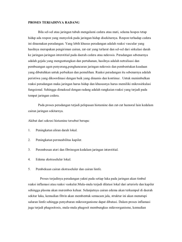 Proses Terjadinya Radang | PDF