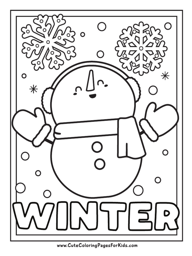 Cute Winter Snowman Coloring Page | PDF