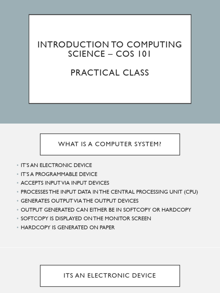 Introduction To Computing Science - Cos 101 | PDF