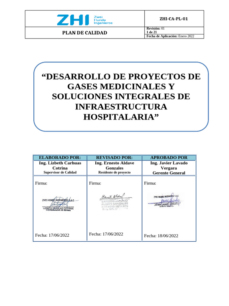 Zhi-Ca-Pl-01 - Plan de Calidad | PDF | Calidad (comercial) | Sistema de ...