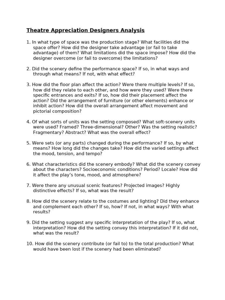 Theatre Set Design Analysis | PDF