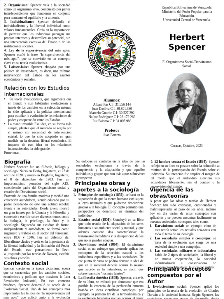 Teoría del Organicismo Social de Spencer | PDF | Evolución ...