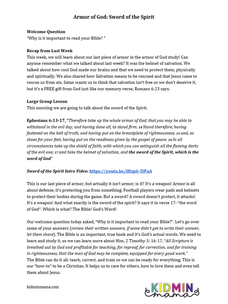 Sword of the Spirit: Bible Importance | PDF | Armor Of God | Religious ...