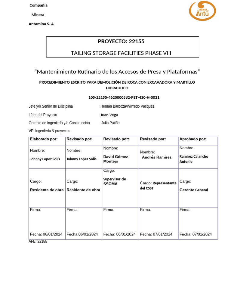 31.105-22155-4620000582-Pet-430-H-0031 Demolicion de Roca Con Excavadora y Martillo Hidraulico ...