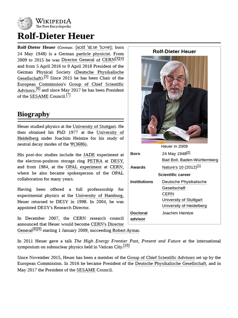 Rolf-Dieter_Heuer | PDF | Particle Physics | Physics