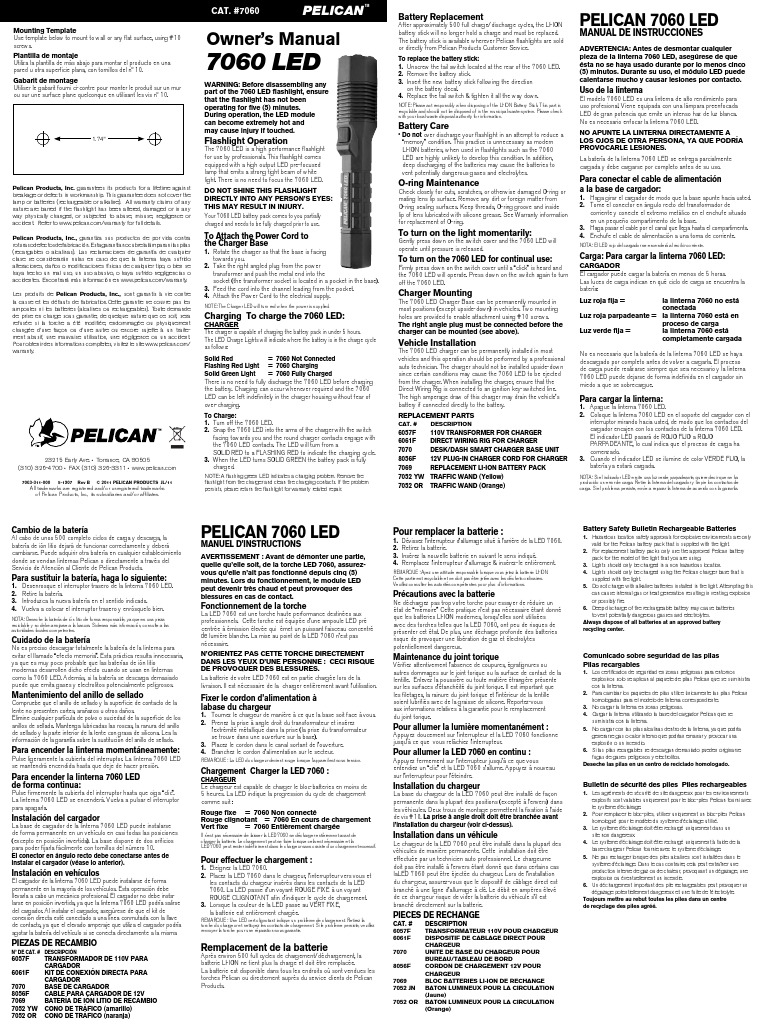 Pelican Light Manual | PDF | Galvanic Cells | Battery (Electricity)