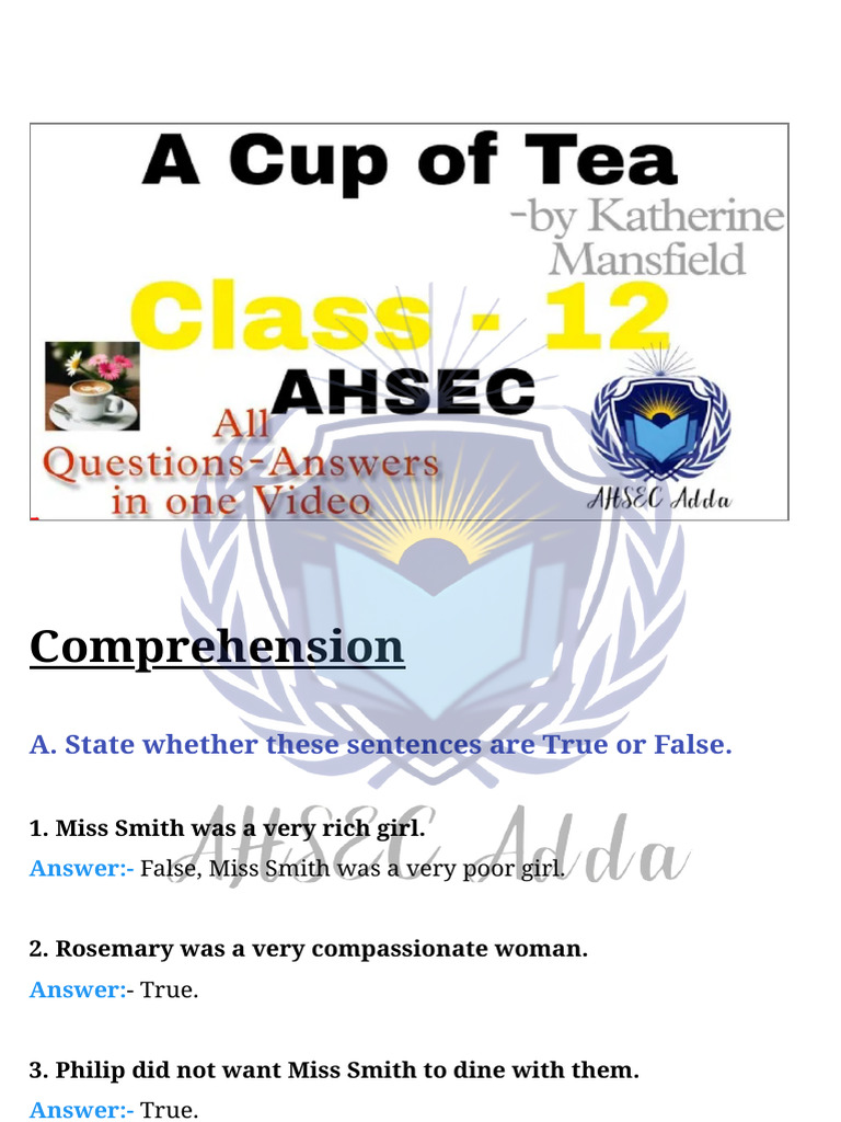 A Cup of Tea Ahsec Adda-1 | PDF
